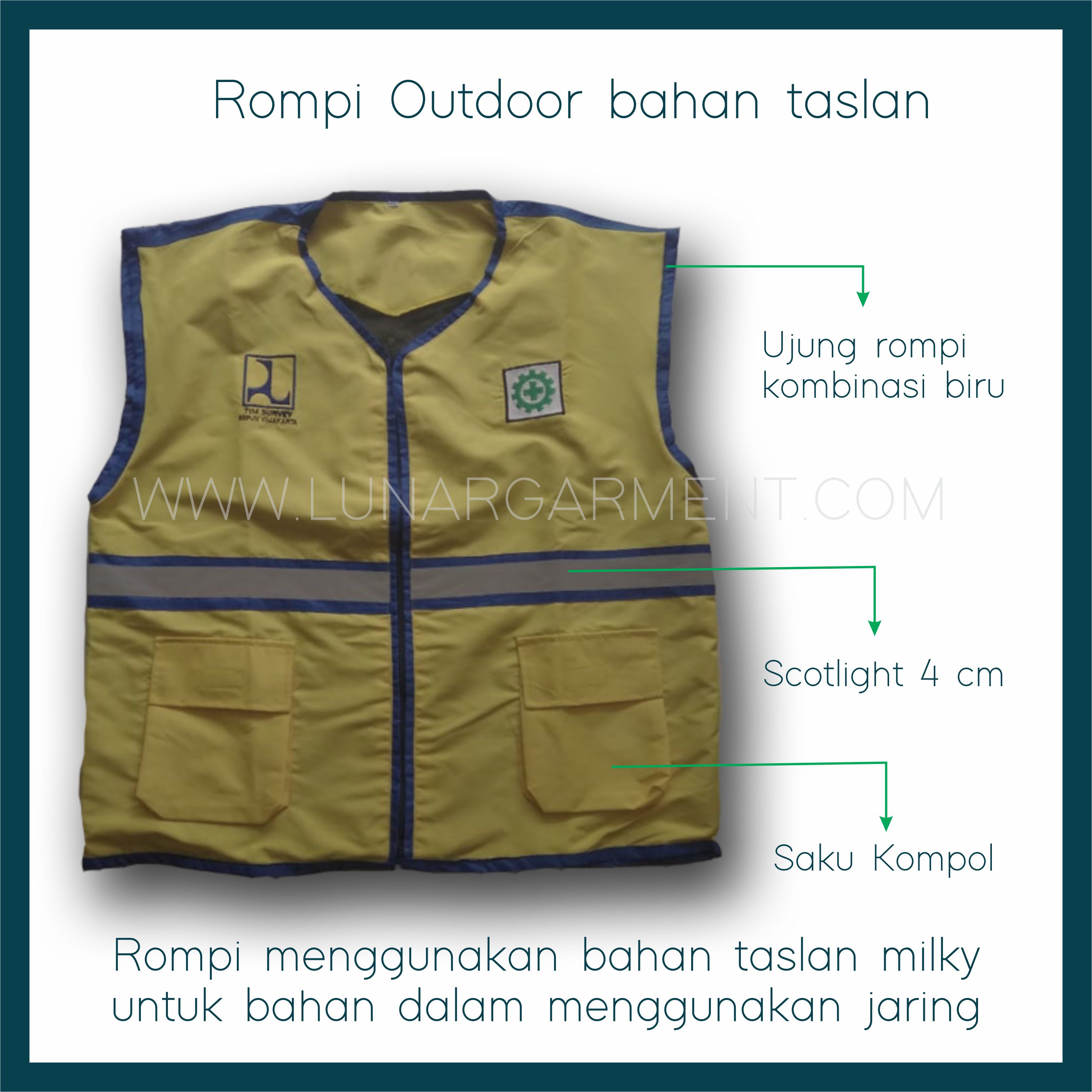 Hasil Produksi Dan Desain Rompi Tim Survey BBPJN Jakarta Bahan GoreTex ...