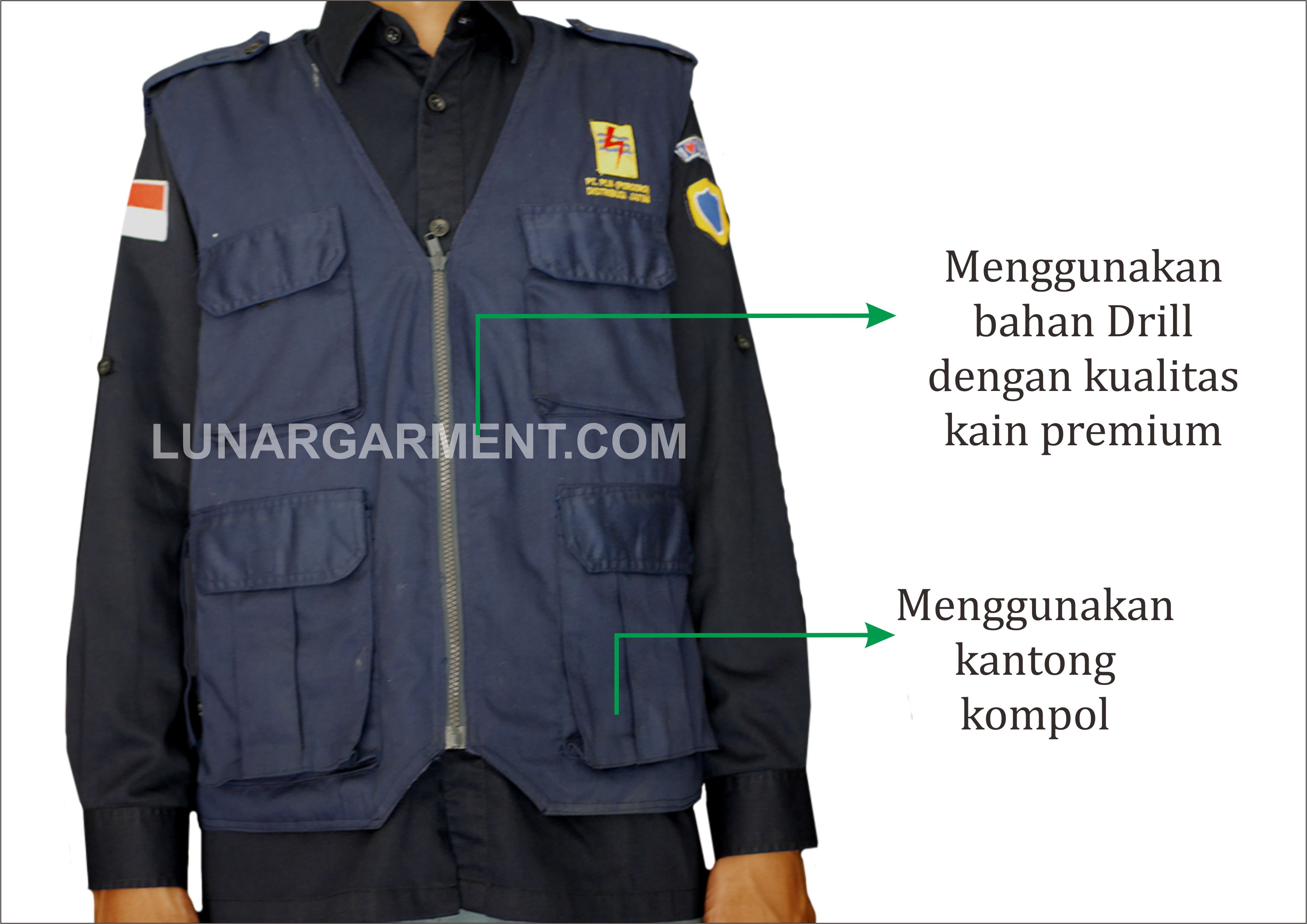 Hasil Konveksi Rompi PT.PLN Custom - Lunar Garment Indonesia